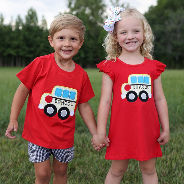 School Bus Knit Shirt - Dressie Jessie Smocking